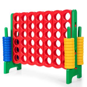 arlime giant 4 in a row connect game, 47'' jumbo 4-to-score toy set w/quick-release lever, build-in ring, jumbo sized for kids & adults, oversized floor activity for indoor & outdoor play