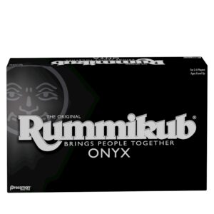 rummikub onyx edition - sophisticated set with unique black rummikub tiles and vibrantly-colored engraved numbers by pressman, multi color