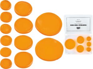 meinl cymbals pc drum honey dampening gel pads, 12 piece assortment with varying sizes — includes container and dividers (mdha)