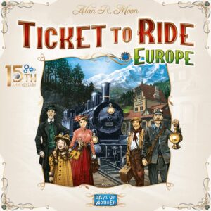 ticket to ride europe 15th anniversary deluxe edition board game - strategy game, family game for kids & adults, ages 8+, 2-5 players, 30-60 minute playtime, made by days of wonder