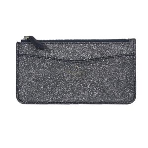 kate spade lola glitter large card holder slim wallet, dusty navy