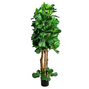 fake fiddle leaf fig tree, indoor outdoor artificial trees fake plants for hotels, gardens, offices and home