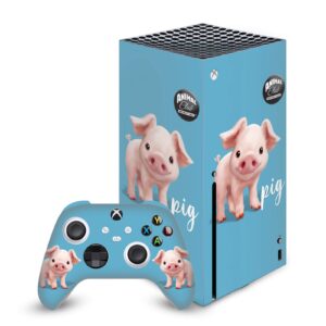 head case designs officially licensed animal club international pig faces vinyl sticker gaming skin decal cover compatible with xbox series x console and controller bundle