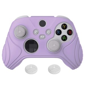 extremerate playvital samurai edition mauve purple anti-slip controller grip silicone skin for xbox core controller, ergonomic protective case cover for xbox series s/x controller w/thumb grips