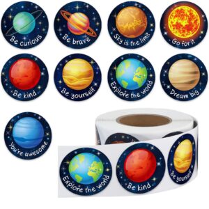 zonon 500 pieces solar system stickers realistic earth planet roll stickers outer space stickers 9 space designs motivational stickers for solar system party educational decorations supplies