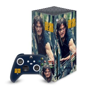 head case designs officially licensed amc the walking dead daryl lurk daryl dixon graphics vinyl sticker gaming skin decal cover compatible with xbox series x console and controller bundle