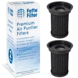 fette filter - true hepa filter replacement compatible with sharper image usb powered portable air purifier (2 qty)