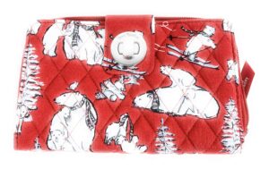 vera bradley rfid turnlock wallet beary merry red quilted cotton