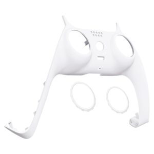 extremerate white decorative trim shell compatible with p s 5 controller, diy replacement clip shell, custom plates cover compatible with p s 5 controller with accent rings