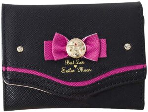 sailor moon small wallet kawaii tsukino usagi card holder wallet for girls (black , one size )