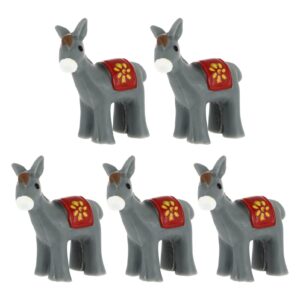 yarnow 5pcs resin donkey statue cake topper figurines micro landscape fairy garden animal decoration home office table centerpiece