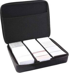 lazamyasa portable card game case for 2,500+ cards box. fits main game and all expansions (extra large)