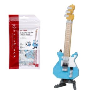 nanoblock - instruments - electric guitar pastel blue, collection series building kit