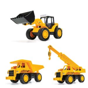 corgi chunkies contruction front loader tractor, crane truck and dump truck triple pack toy vehicles chp02