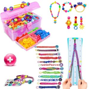 vertoy friendship bracelet kit and pop beads jewelry making kit for girls, stem arts and crafts toys for 3-10 year old girls, best birthday gifts for girls and toddlers, value 2 packs