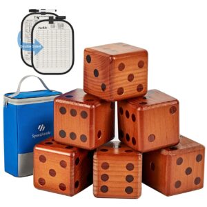 speedarmis giant wooden yard dice set - large lawn yatzee game with scoreboard - outdoor beach backyard games for teens adults family (including carry bag)