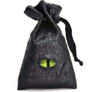 czyy drawstring bag pu leather dice pouch perfect for rpg, d&d, game (green)