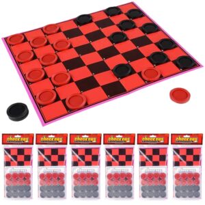 gamie checkers board game for kids, set of 6, classic checkers with red and black pieces, fun travel games for kids and adults, cool birthday party favors and goodie bag fillers