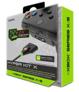 bionik hyper kit for xbox series x/s: 2 high capacity 1200 mah rechargeable battery packs with 10-foot magnetic charge cable