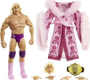 wwe mattel ultimate edition ric flair action figure, 6-in / 15.24-cm, with interchangeable heads, swappable hands & entrance robe for ages 8 years old & up