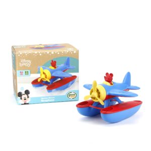 green toys disney baby exclusive mickey mouse seaplane, blue/red - pretend play, motor skills, kids bath toy floating vehicle. no bpa, phthalates, pvc. dishwasher safe, recycled plastic, made in usa.