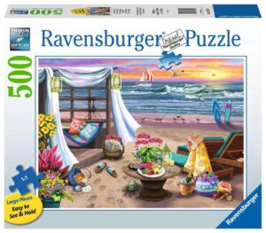 ravensburger cabana retreat puzzle - 500 piece large format jigsaw | unique softclick technology | sturdy & glare free | created by renowned artist nancy wernersbach