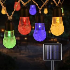 slashome solar string lights outdoor, 28.8ft 30led waterproof globe fairy lights, solar powered lights with 8 modes light for garden porch party decor