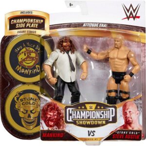 ​wwe mattel stone cold steve austin vs mankind championship showdown 2 pack 6 in action figures high flyers battle pack for ages 6 years old and up​