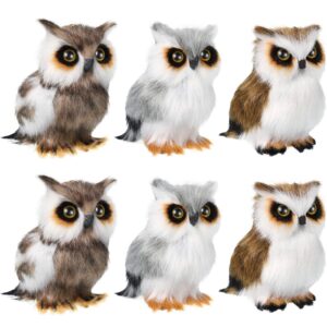 skylety 6 pieces mini owl plush toy 3.2 inch plush animal christmas hanging ornaments for christmas tree woodland gray white stuffed animal toy soft owl doll plush hanging pendant ornament