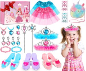 princess dress up toys & jewelry boutique, princess dress up clothes for little girls pretend play toy set with heel shoes, skirts, bag toddler dress up costumes gift for age 3 4 5 6 years old kids