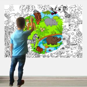 alex art, giant coloring poster - animals jumbo table wall coloring sheets - super huge large coloring posters for kids - art home activities for kids - big floor pages to color size 38.5”x26.7”