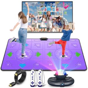 fwfx dance mat for kids and adults, exercise & fitness dance pad game for tv, double user wireless dancing mat, musical electronic dance mats with hd camera, for girls & boys ages 6+