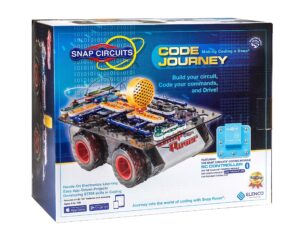 snap circuits code journey, build your circuit, code your commands, and drive, bluetooth controlled, stem building toy for ages 8 to 108