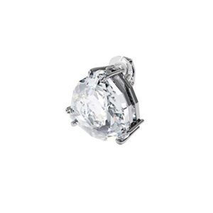 swarovski mesmera clip earring, large and clear trillion cut crystal with a rhodium finish setting, part of the swarovski mesmera collection