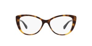 ralph by ralph lauren women's rl6211 butterfly prescription eyewear frames, shiny light havana/demo lens, 54 mm