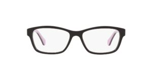 ralph by ralph lauren women's ra7108 rectangular prescription eyewear frames, shiny black glitter/demo lens, 52 mm