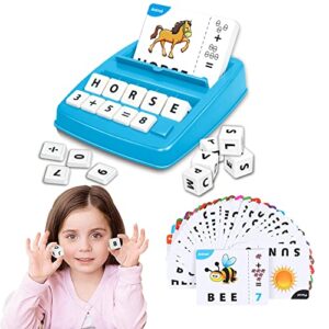 pup go match letter game, spelling word games, educational early learning toys for age 3 4 5 6 7 8 year old kids, preschool toys board game gifts for boys girls (light blue)