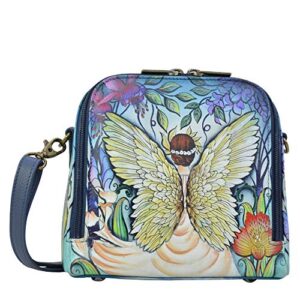 anuschka women’s genuine leather zip around travel organizer - hand painted exterior - enchanted garden