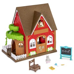 li’l woodzeez – woodland schoolhouse – dollhouse playset – 1 doll figure, miniature furnitures & accessories included - pretend play for kids age 3+