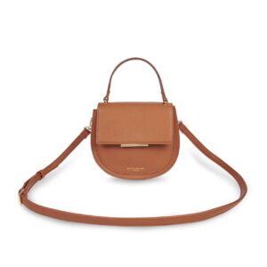 katie loxton alyce vegan leather top handle convertible shoulder strap cross body saddle bag cognac