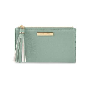 katie loxton sophia tassel womens small vegan leather fold-out purse wallet mint green