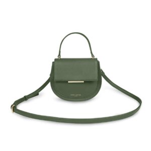 katie loxton alyce vegan leather top handle convertible shoulder strap cross body saddle bag khaki green