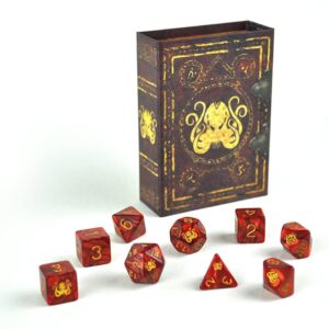 elder dice set: cthulhu (9 polyhedral dice in spellbook)