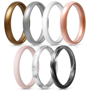 egnaro engagement rings women, thin and stackable rings silicone women wedding bands，rubber promise rings for gift, anniversary ring for work out- 2.5mm width - 1.8mm thick