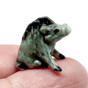 ssjshop wild boar baby pig micro tiny dollhouse figurines ceramic hand painted animals collectible small gift home garden decor (wild boar)