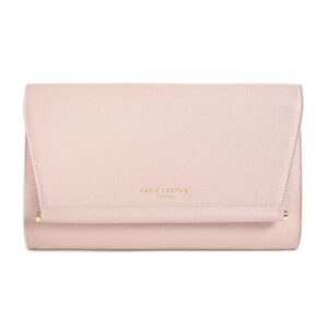 katie loxton ava womens medium vegan leather envelope clutch handbag pale pink