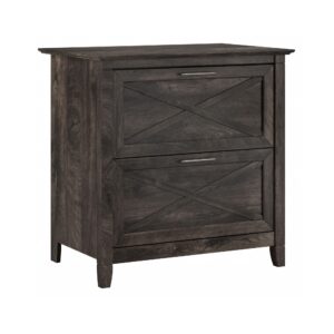 bush furniture key west 2 drawer lateral file cabinet in dark gray hickory | document storage for home office | accent chest with drawers