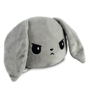 teeturtle - the original reversible bunny plushie - white + gray - cute sensory fidget stuffed animals that show your mood