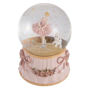 dreameizor ballerina snow globe, plays traditional music greensleeves, rotating and mechanical real glass snowglobe gift for adult women, wife, daughter and granddaughter, gift box packed