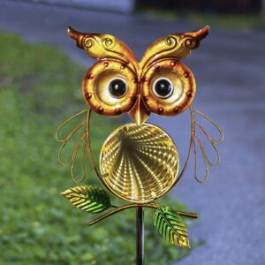 kubilight garden solar lights owl decor - decorative solar stakes lights, waterproof outdoor owl tunnel lighting for outside lawn patio yard decorations